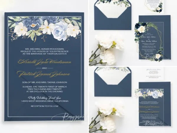 5 Elegant Navy Blue Wedding Invitations to Custom – Rosy Prints