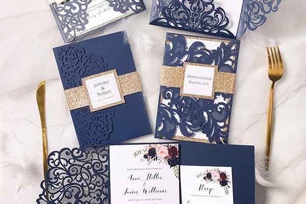 7 Chic Navy Blue Wedding Invitations with Elegant Style – Rosy Prints
