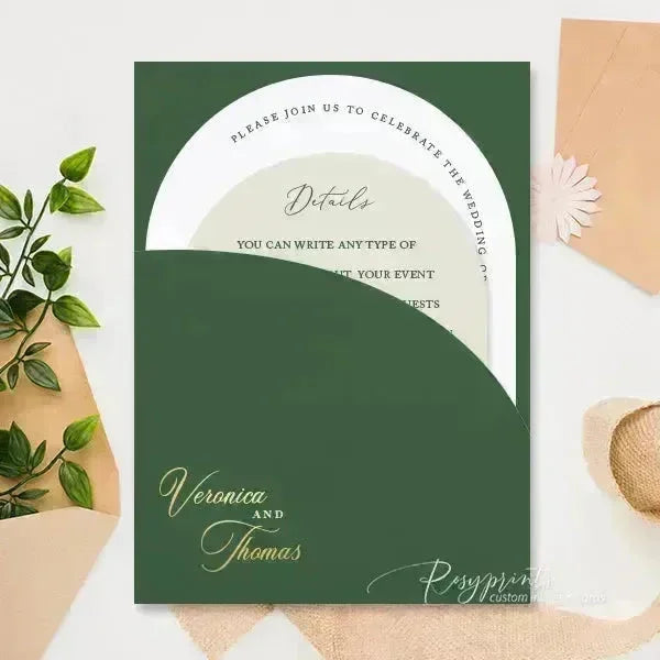 Green wedding invitations, sage, emerald green, hunter green cards ...