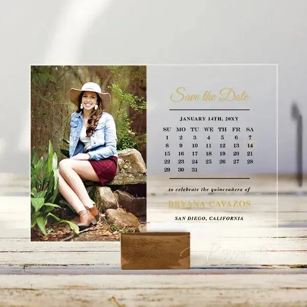 save the date quinceanera, clear quince invitations – Rosy Prints