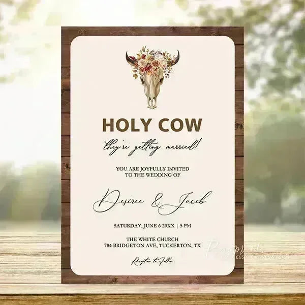 cow skull rustic country western wedding card RPS36 – Rosy Prints