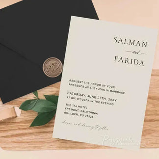 champagne neutral wedding invitations, minimalist wedding invitations ...