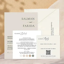 champagne neutral wedding invitations, minimalist wedding invitations ...