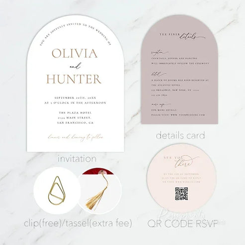 Elegant Neutral Wedding Invitations - Modern Taupe & Blush Design ...