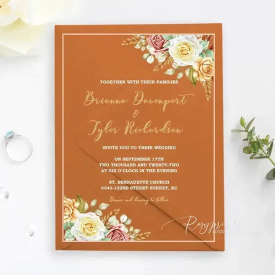 floral fall wedding invitations, clear acrylic wedding invitations ...