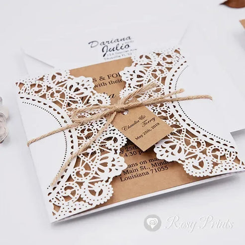 simple earth tone rustic wedding invitations ROSYG17 – Rosy Prints
