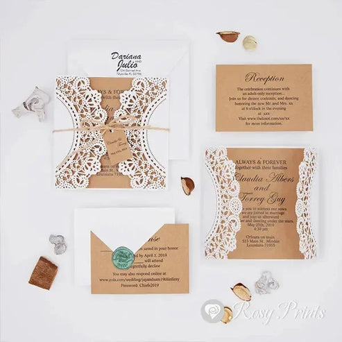 simple earth tone rustic wedding invitations ROSYG17 – Rosy Prints